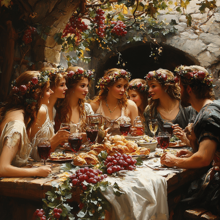 Feast Of Dionysus Painting Captivates With Colorful Revelry